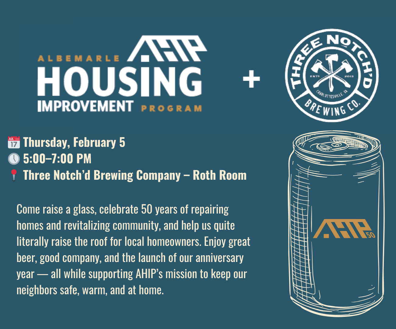 AHIP Raise the Roof IPA Launch Celebration @ Three Notch'd Cville ...